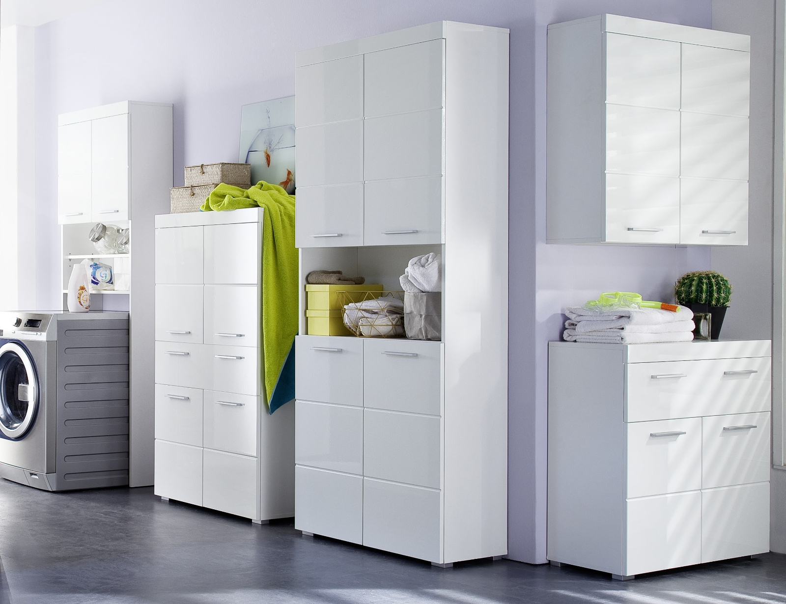 Badschrank Hochschrank Amanda wei 223 Hochglanz