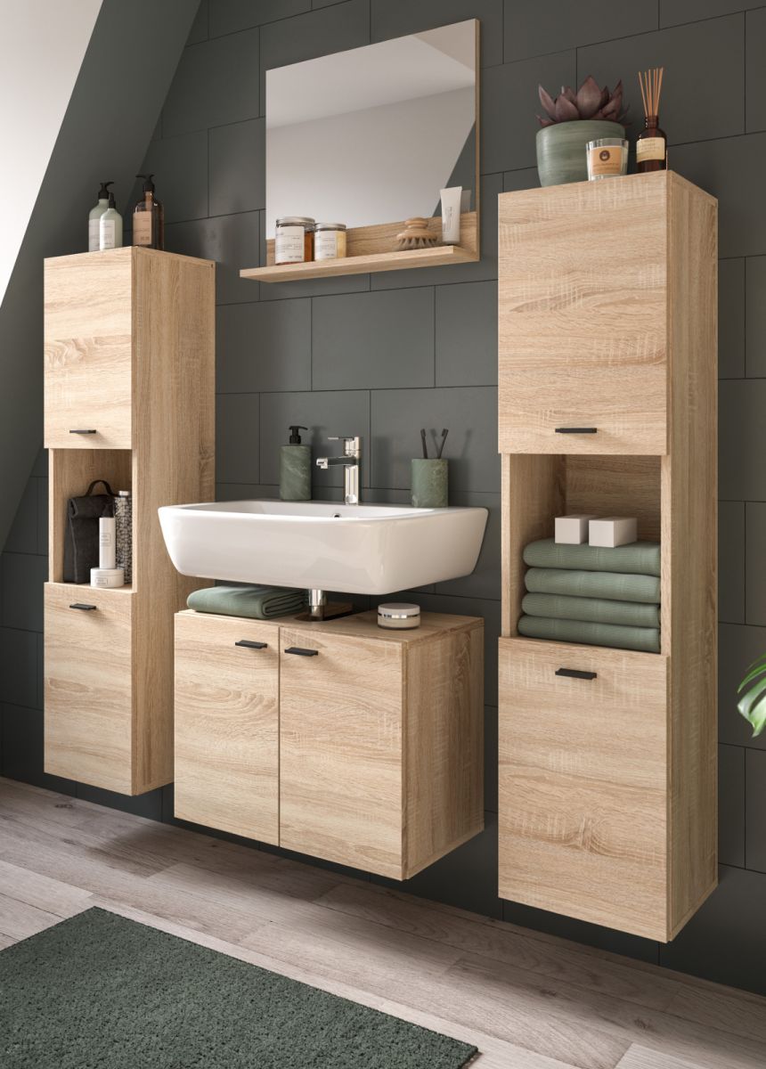 Badmöbel Set 4-teilig "Lowell" in Sonoma Eiche 137 cm