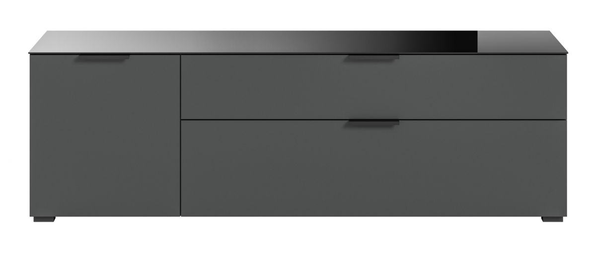TV-Lowboard "Riano" in grau Oberboden mit Glasauflage