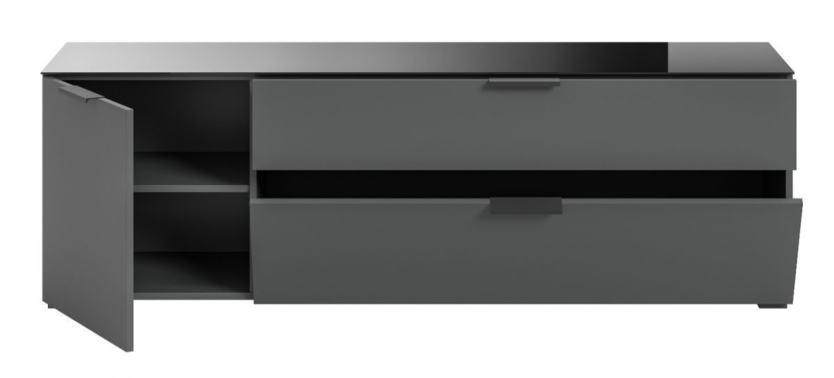 TV-Lowboard "Riano" in grau Oberboden mit Glasauflage
