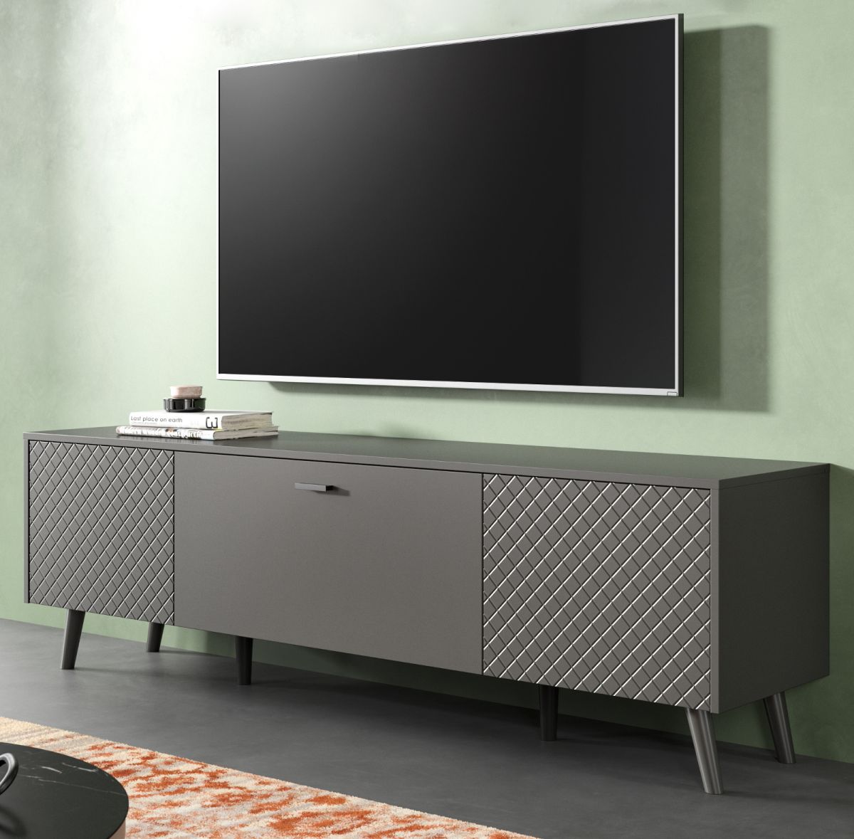 TV-Lowboard "Madea" in grau matt 185 x 55 cm