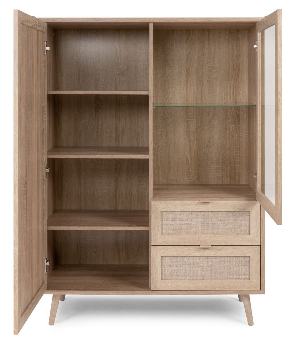 Highboard "Niran" Sonoma Eiche mit Bast - Dekor 102 cm