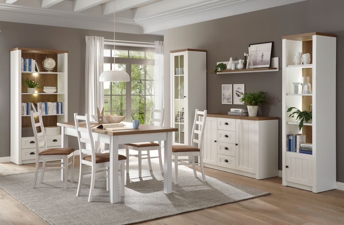 Buffetschrank "Seyne" weiß Pinie und Eiche Landhausstil