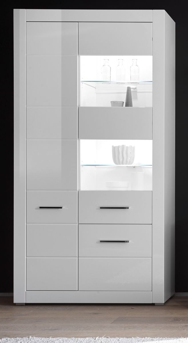 Elegantes Vitrinenschrank Weiãÿ Hochglanz Bild