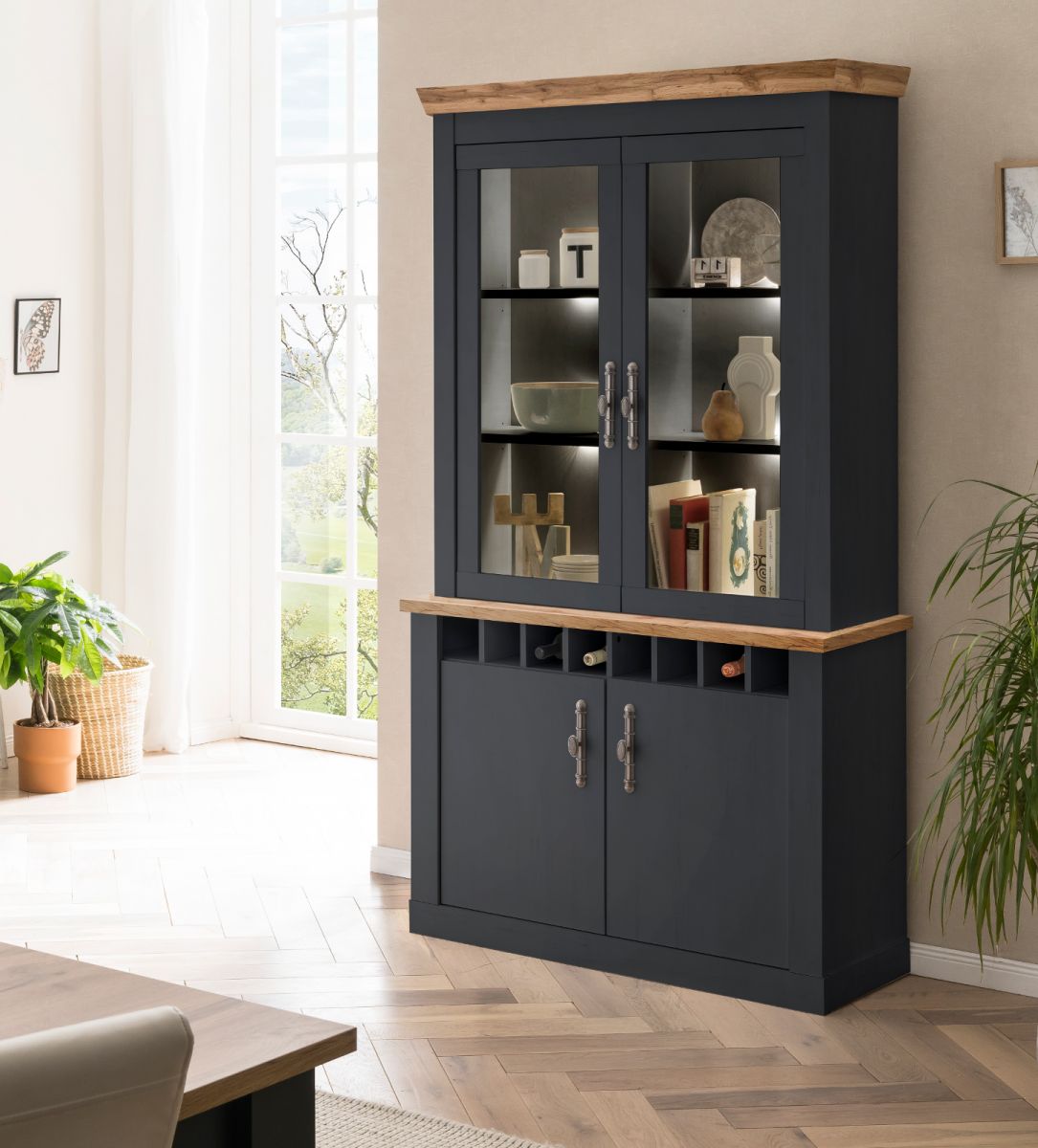 Wohn- und Esszimmer Set "Ribera" grau / Eiche 2-teilig