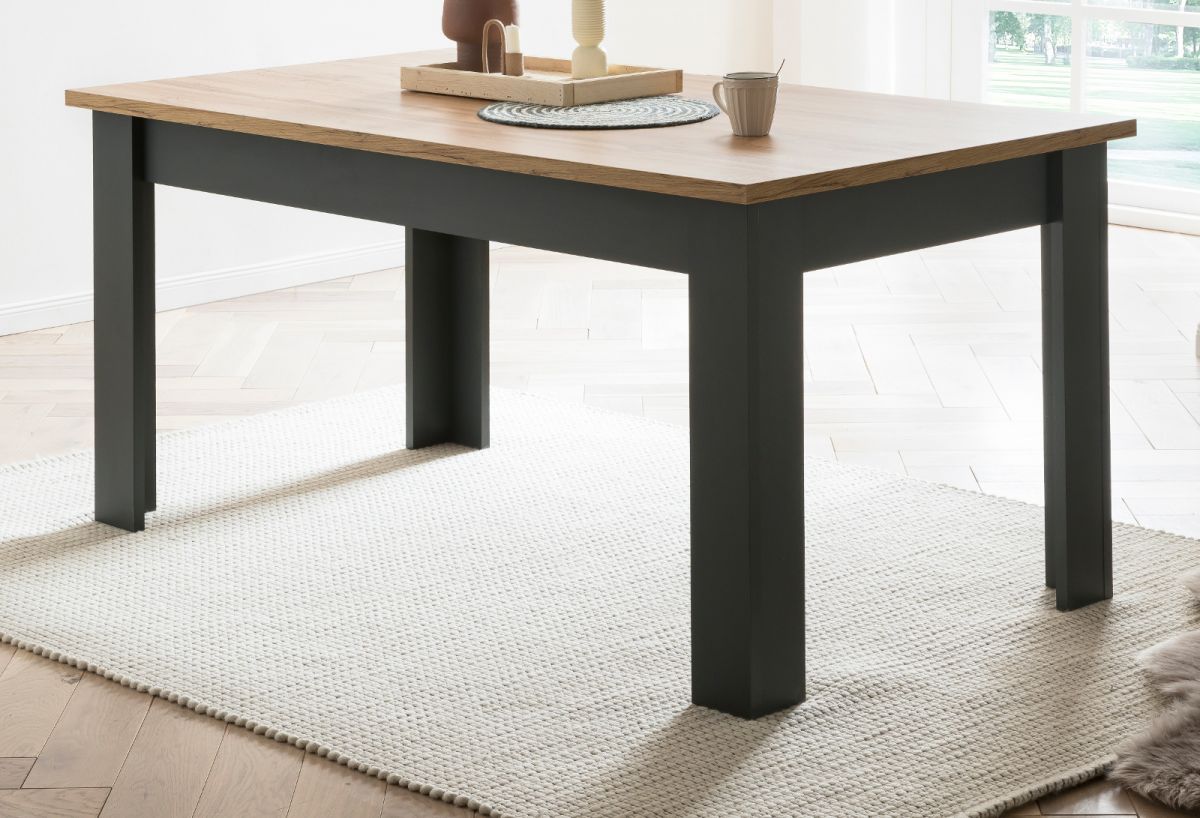 Esszimmer Set 3-teilig "Ribera" in grau und Wotan Eiche