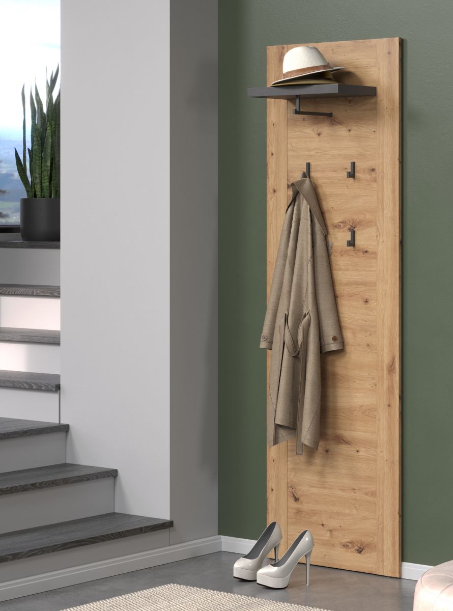 Garderobenpaneel "Follow" in Artisan Eiche und grau