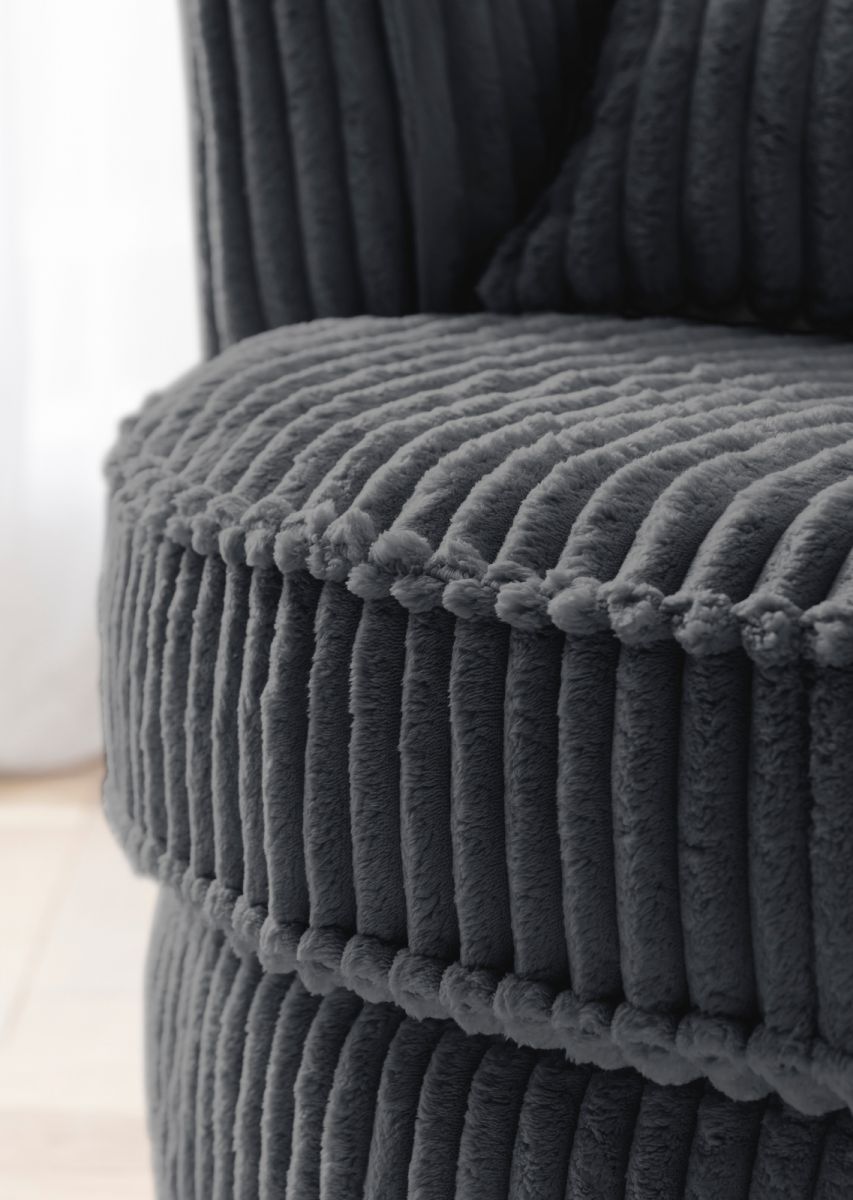 Drehsessel "Comfy" in grau Mega-Cord 360° 95 x 95 cm
