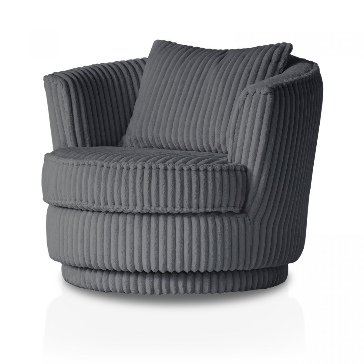 Drehsessel "Comfy" in grau Mega-Cord 360° 95 x 95 cm