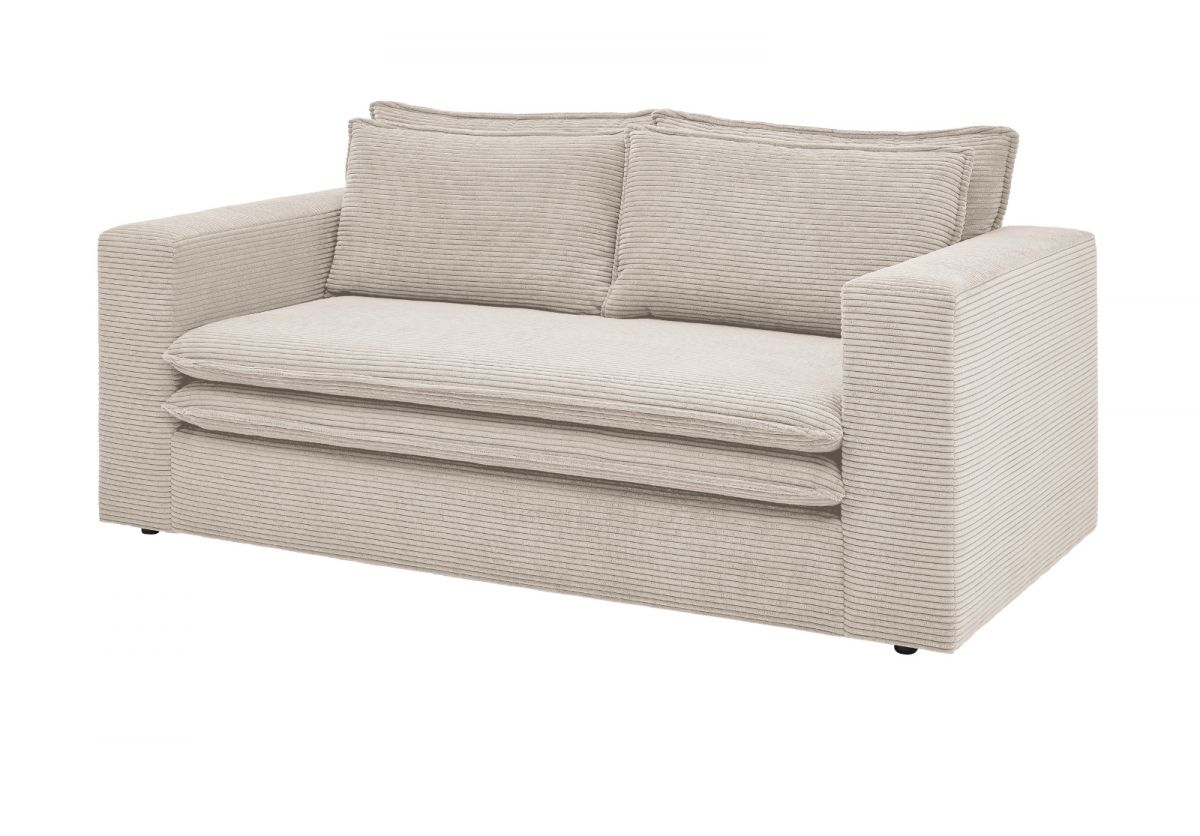 Sofa Set "Pesaro" in beige Cord inklusive Hocker