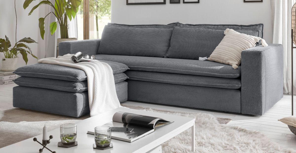 Graue Cord Couch