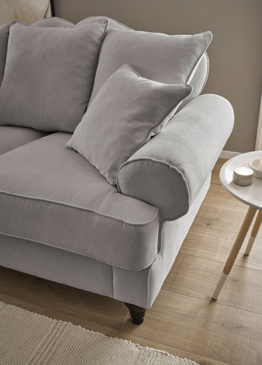 Sofa "Adelina" hellgrau Landhaus Couch 3-Sitzer 200 cm