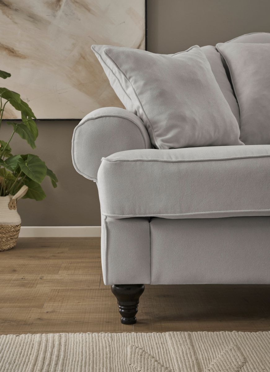 Sofa "Adelina" hellgrau Landhaus Couch 3-Sitzer 200 cm