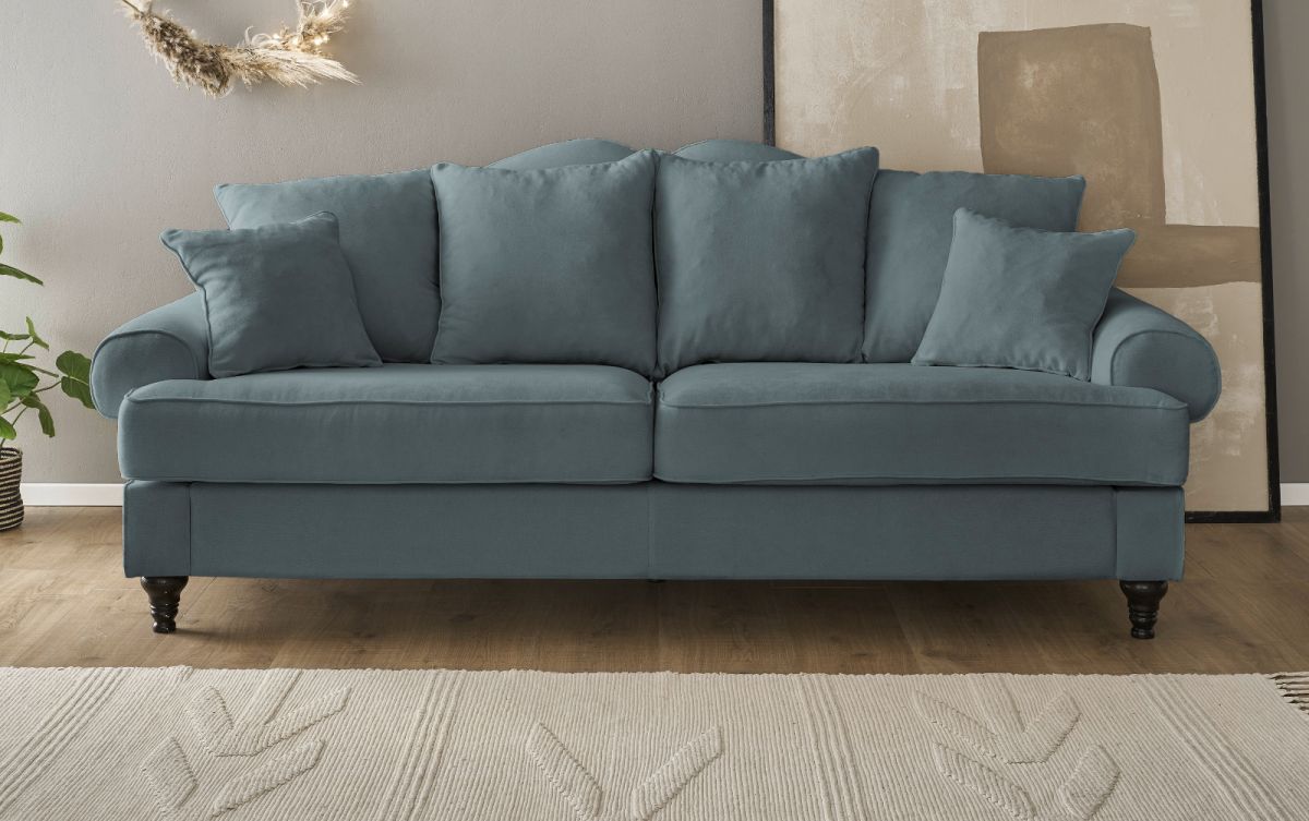 Sofa "Adelina" in grau Landhaus Couch 3,5-Sitzer 230 cm