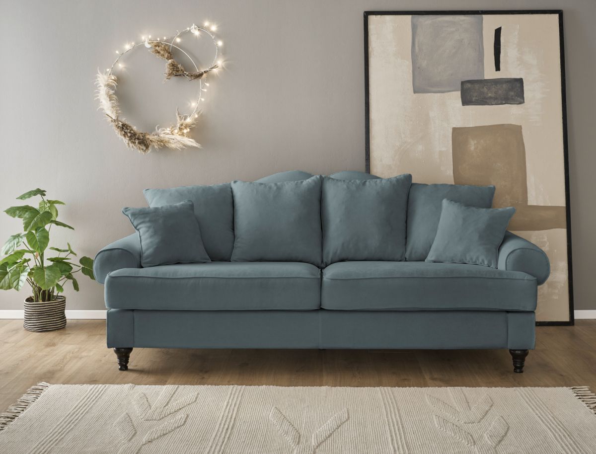 Sofa "Adelina" in grau Landhaus Couch 3,5-Sitzer 230 cm