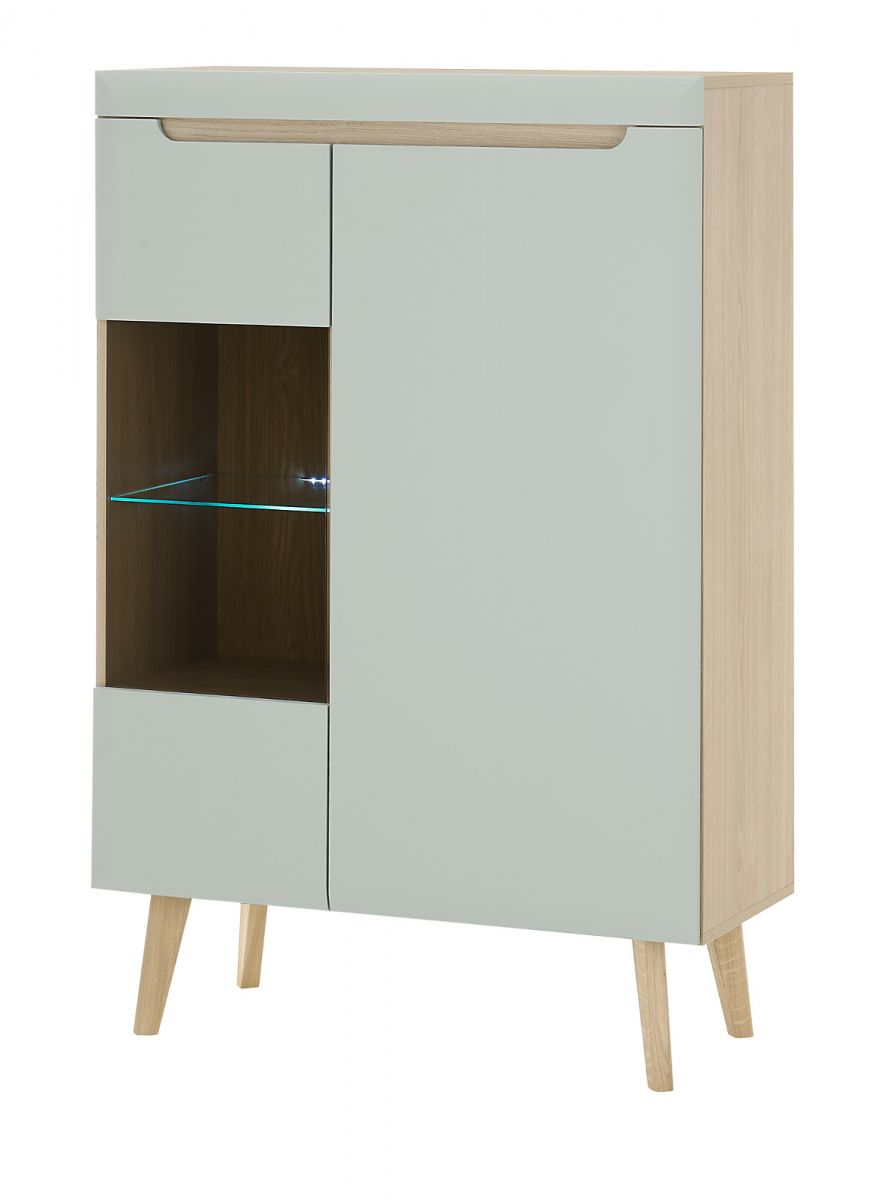 Highboard "Isgard" Pistazie matt und Eiche 90 x 134 cm