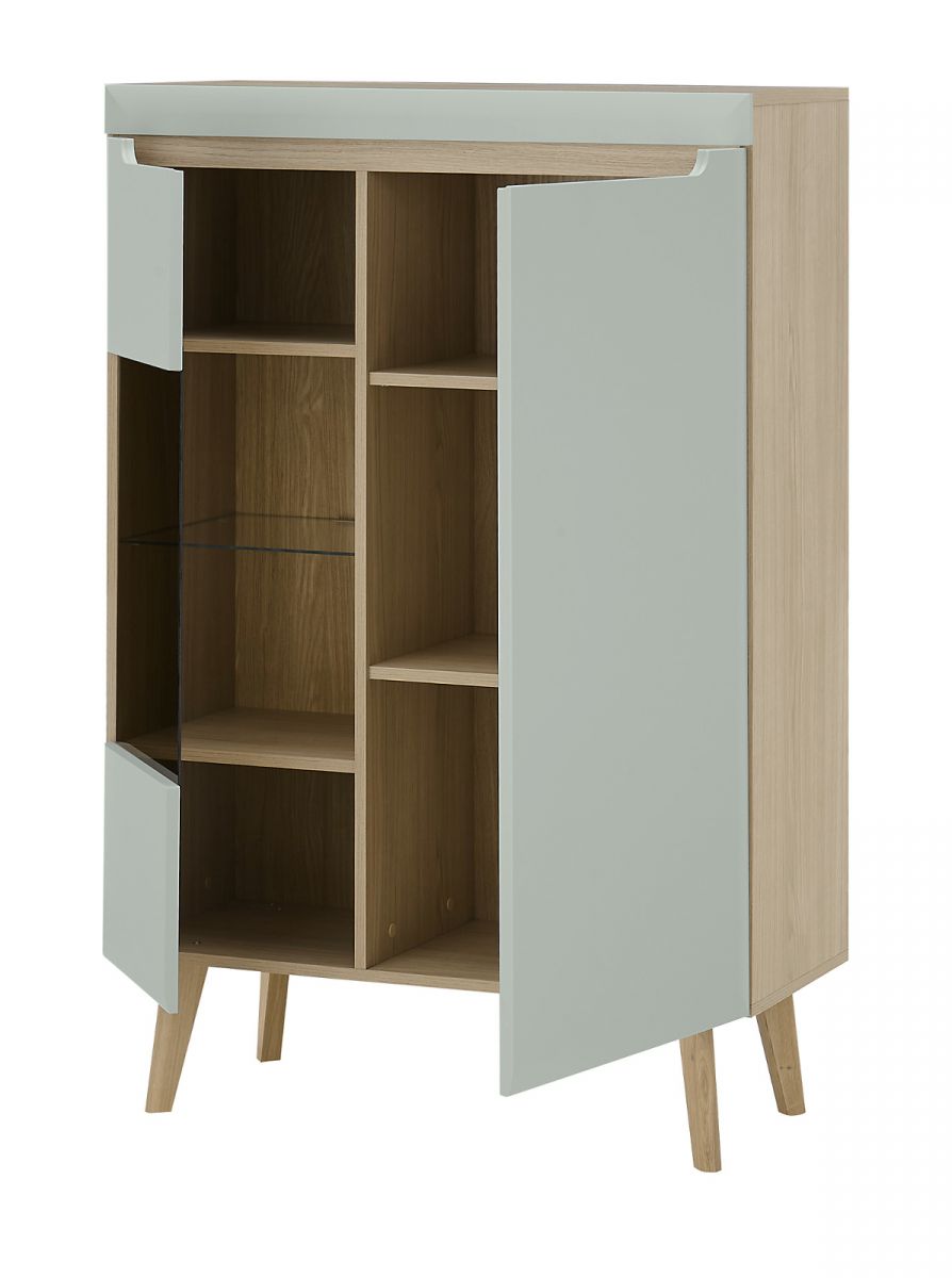 Highboard "Isgard" Pistazie matt und Eiche 90 x 134 cm